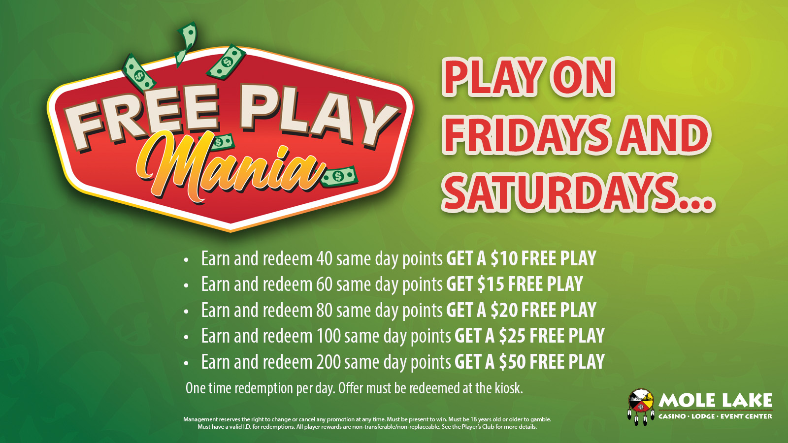 Get Your Lucky Break! - Crandon, Wisconsin - Mole Lake Casino & Lodge