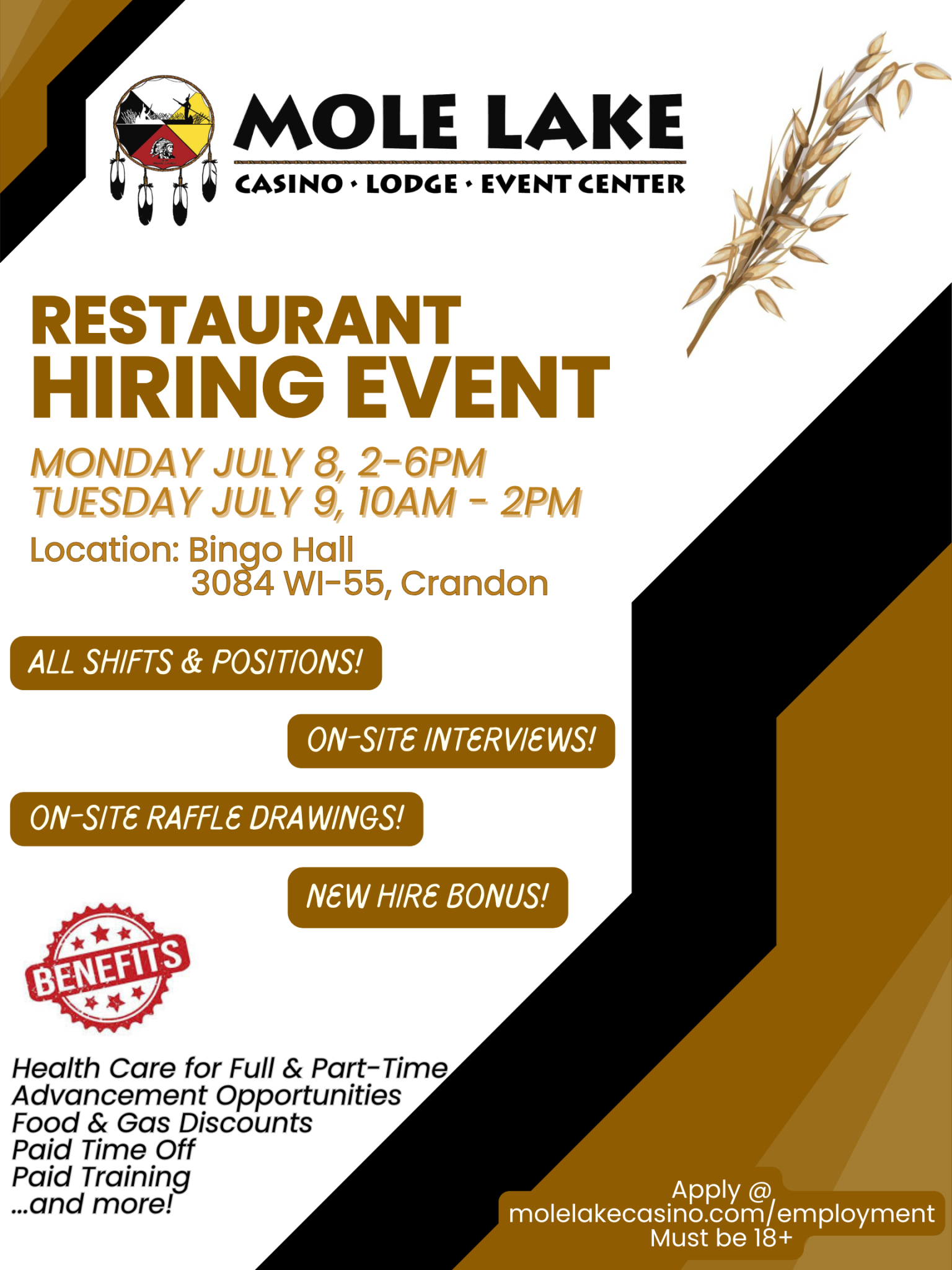 Get Your Lucky Break! - Crandon, Wisconsin - Mole Lake Casino & Lodge